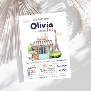 Editable the Little Chef Cooking Party Invitation Template French Chef ...