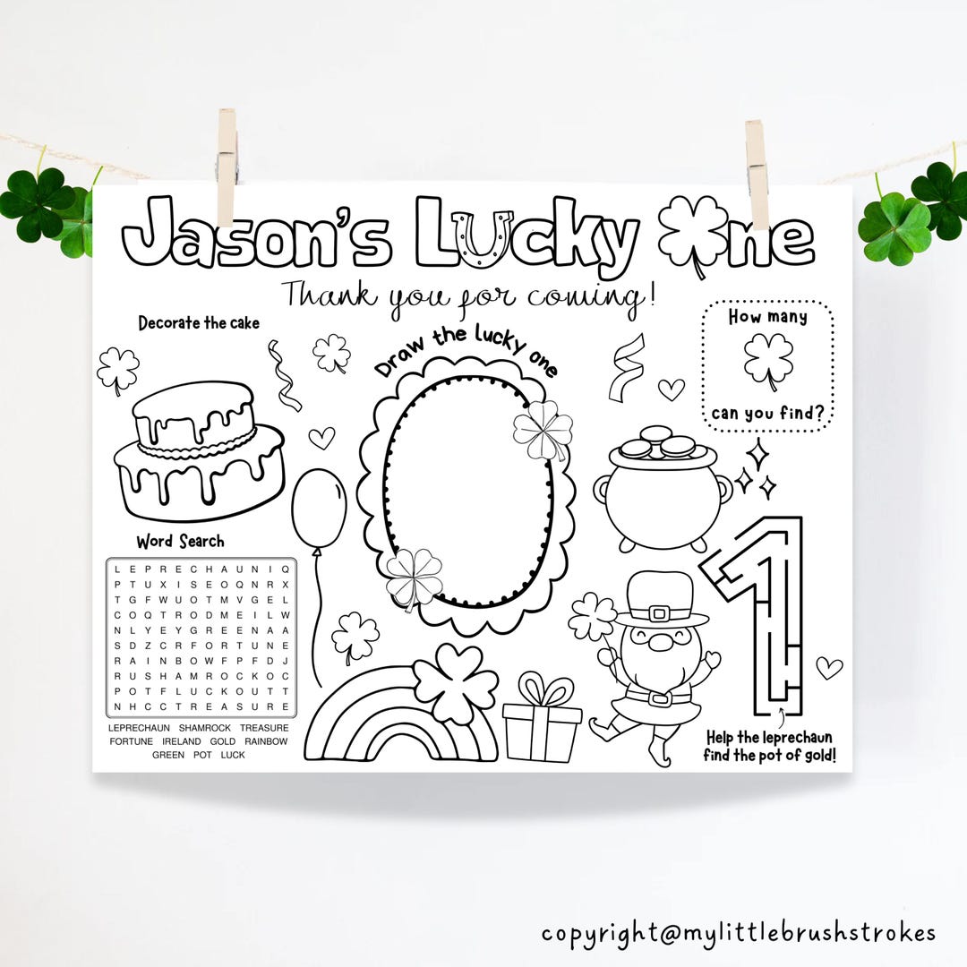 St. Patrick's Lucky One Activity Sheet: Personalized Party Favor ...