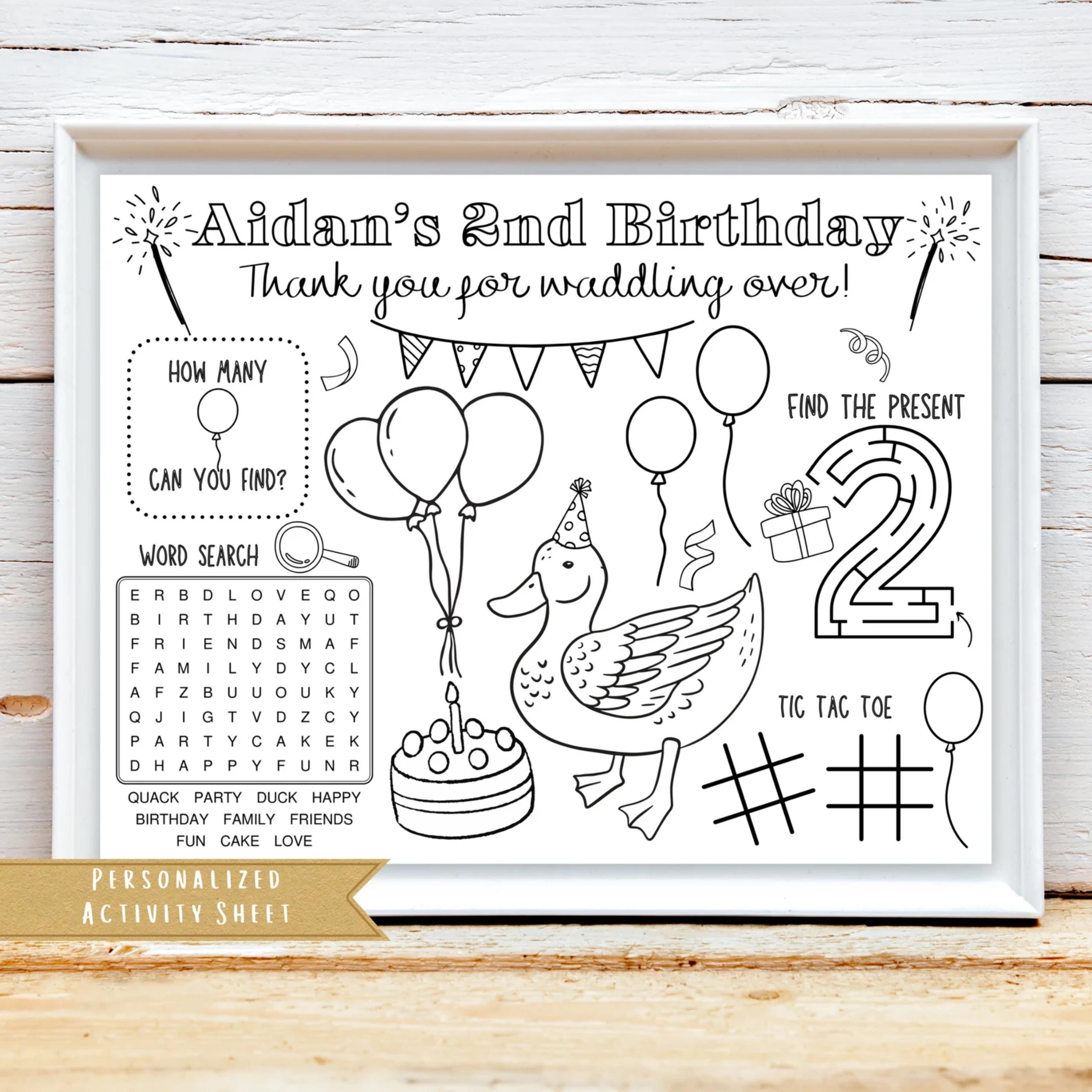 Editable Mallard Duck Gable Box Label: First Birthday Party (digital ...