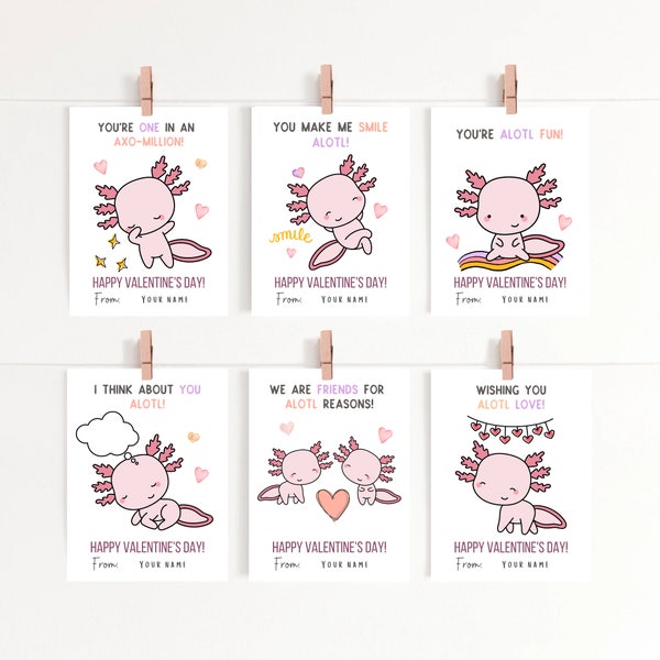 Axolotl Valentines Cards - Etsy