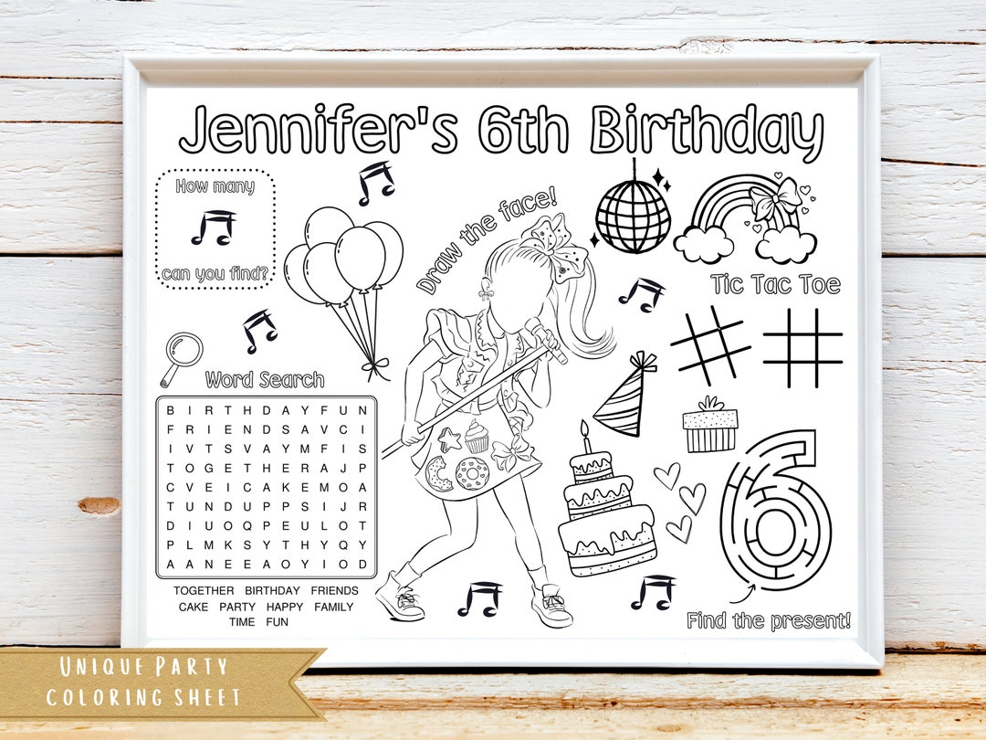Singing Theme Birthday Party Activity Sheet Party Favor Party Coloring ...