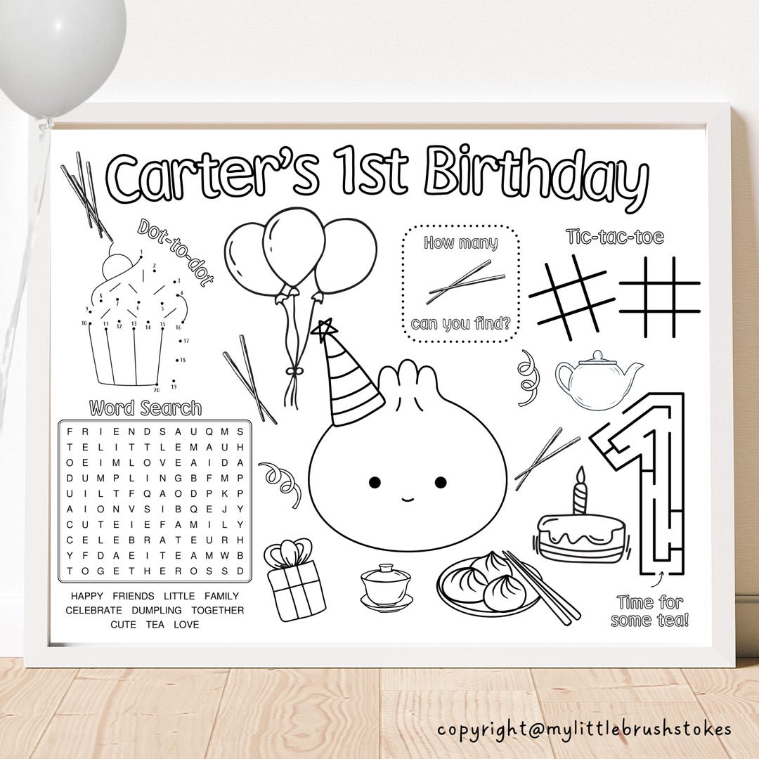 Little Dumpling First Birthday Party Activity Sheet | Little Dumpling ...