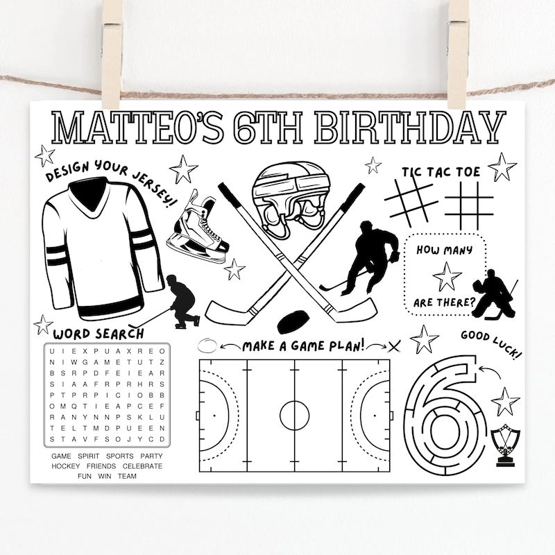 Hockey Coloring Sheets Birthday - Etsy