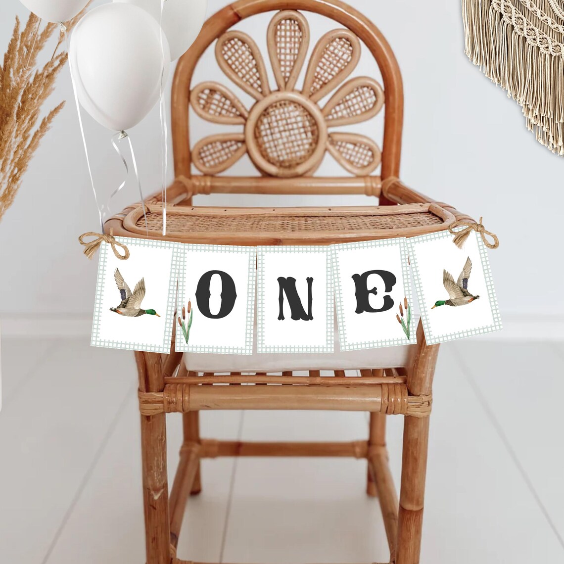 Editable Mallard Duck Gable Box Label: First Birthday Party (digital ...