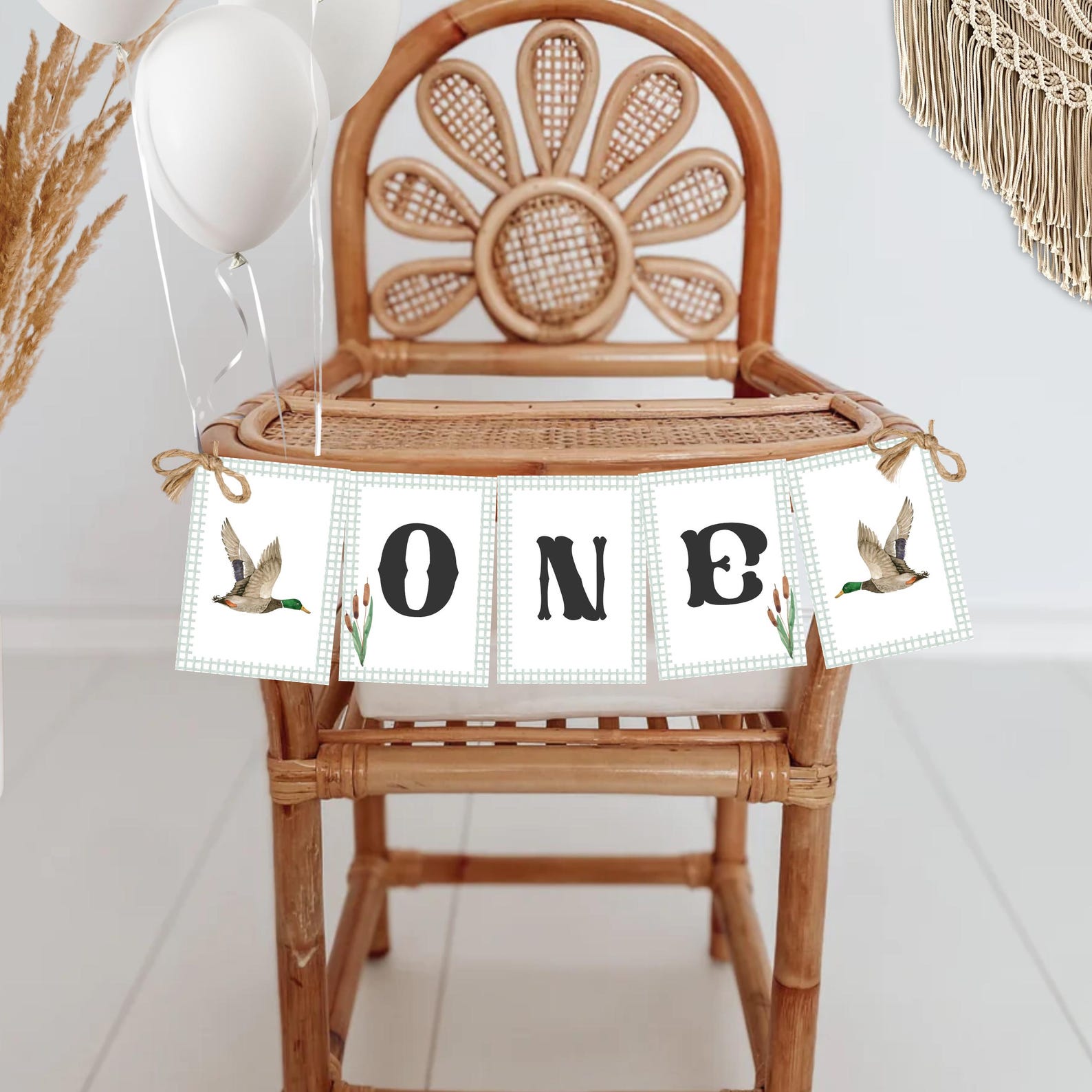 Editable Mallard Duck Gable Box Label: First Birthday Party (digital ...