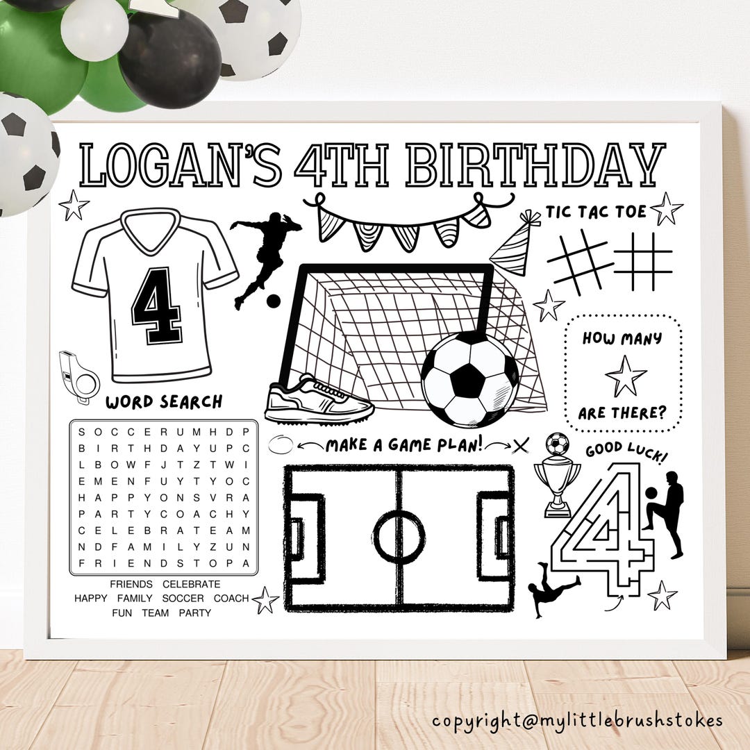 Personalized Soccer Birthday Activity Sheet: Sports Theme (digital ...