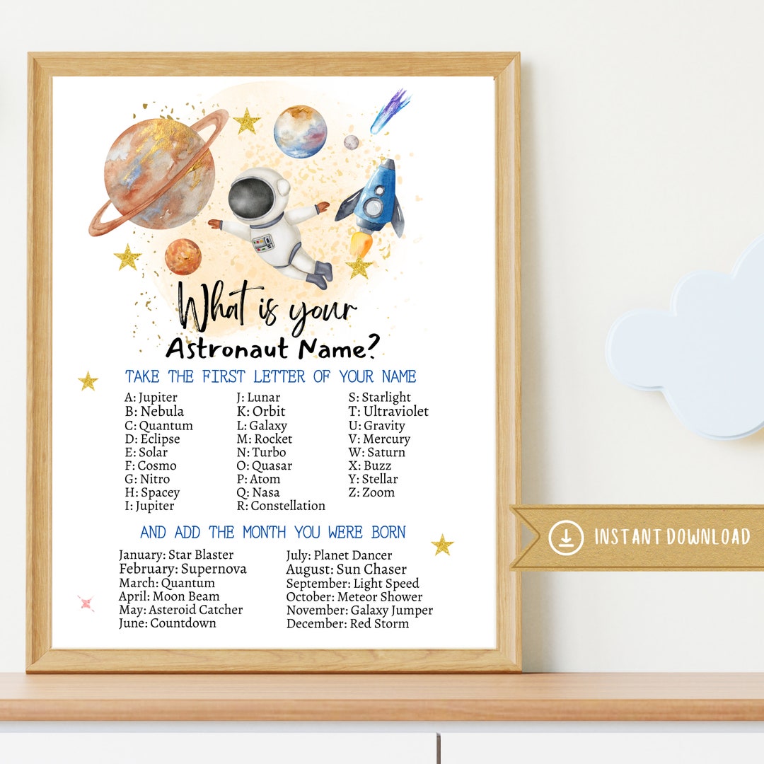 What is Your Astronaut Name Game Outer Space Birthday Game Galaxy ...