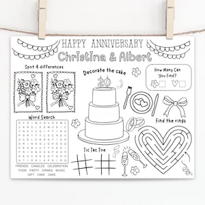 Custom Anniversary Kids Activity Sheet | Party Placemat (digital ...