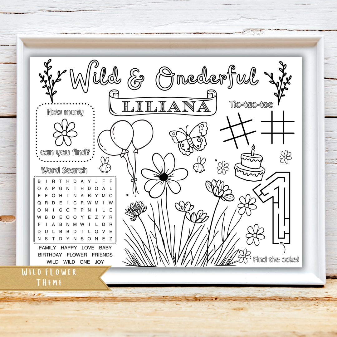 Wild and Onederful Wild Flower Birthday Party Activity Sheet Flower ...