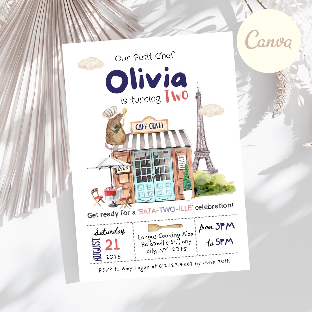 Editable Le Petit Chef Cooking Party Invitation Template French Chef ...