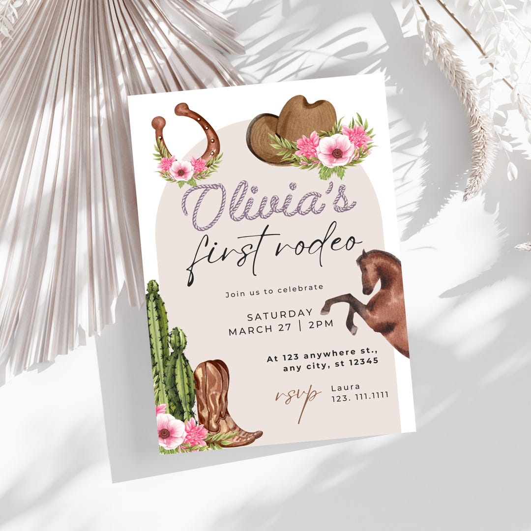 Editable Rodeo Cowgirl Card Template | Elegant Cowgirl Birthday ...