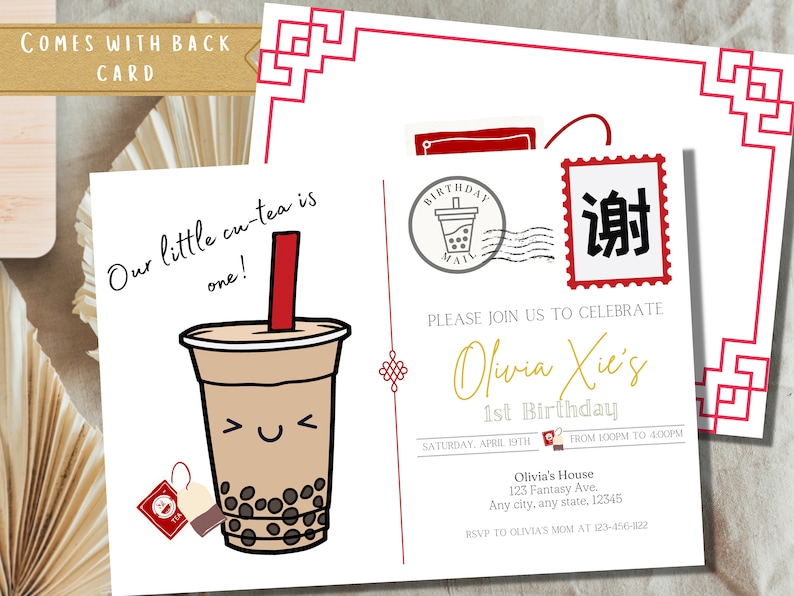 Boba Birthday Party Invitation Bubble Tea Party Invitation - Etsy