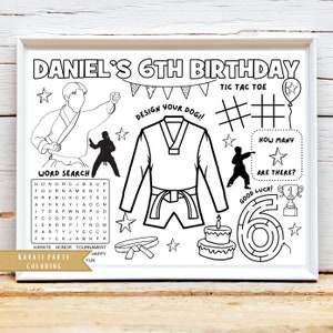 Karate Birthday Party Activity Sheet Karate Themed Party Favor Karate ...