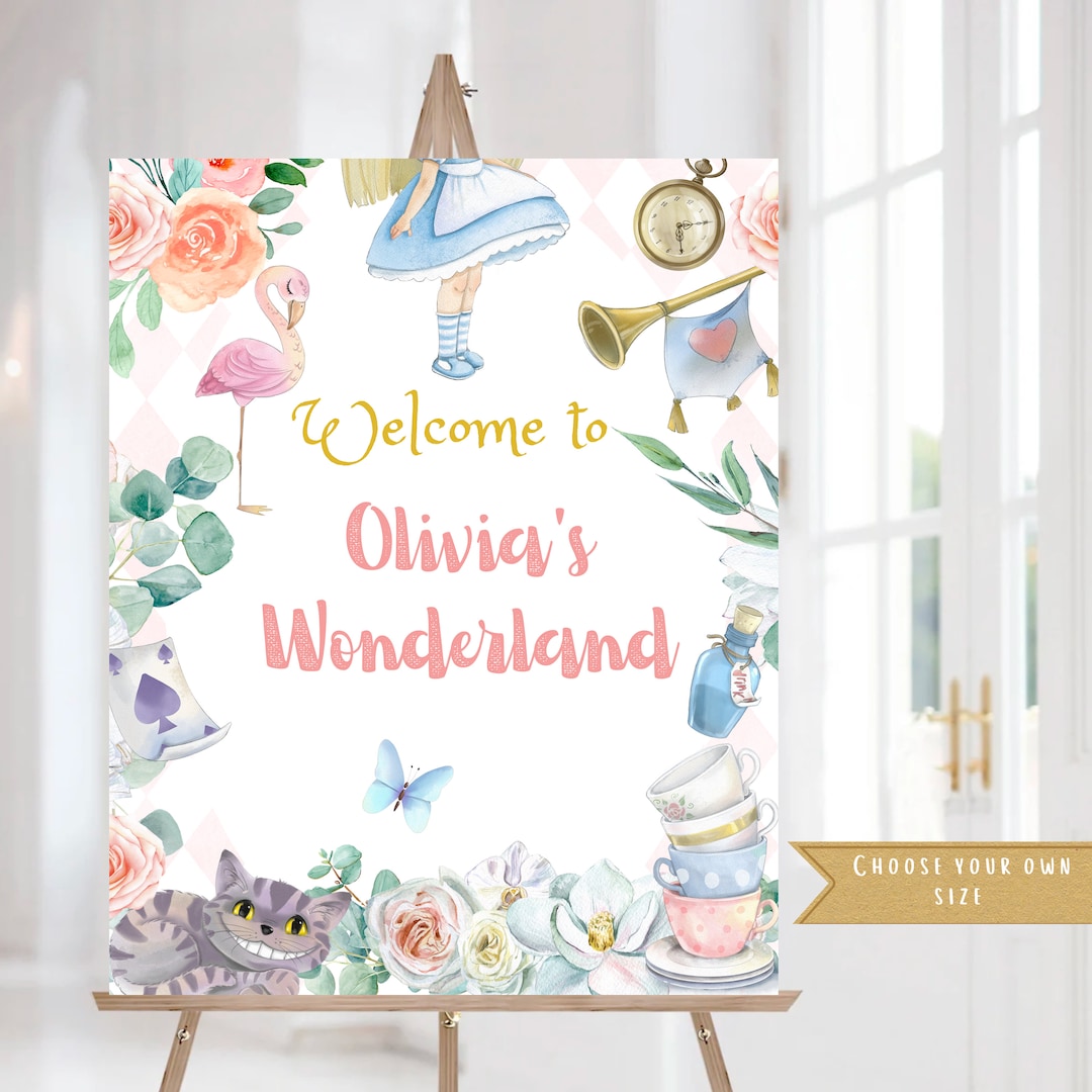 Alice in Wonderland Party Welcome Sign Onederland Decor Alice ...