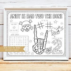 CUSTOMIZABLE Bad Two the Bone Party Activity Page | Personalized Tattoo ...