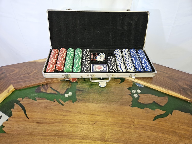 Poker Table Walnut Octagon Epoxy Resin River - Etsy