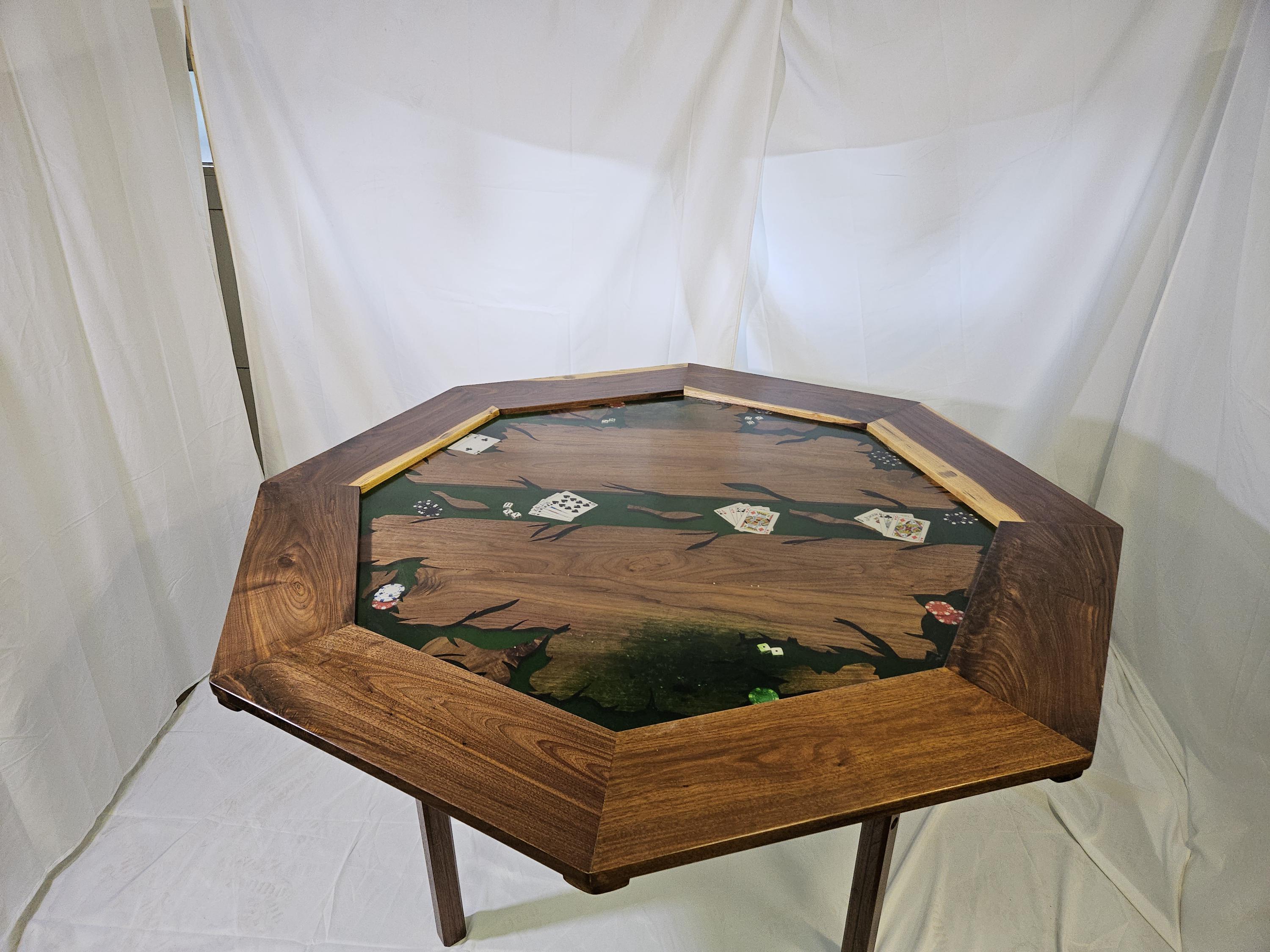 Poker Table Walnut Octagon Epoxy Resin River - Etsy