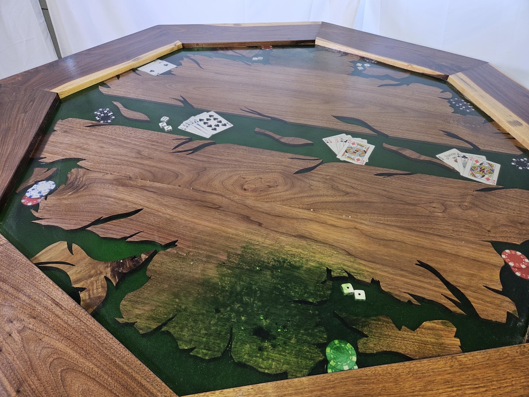 Poker Table Walnut Octagon Epoxy Resin River - Etsy