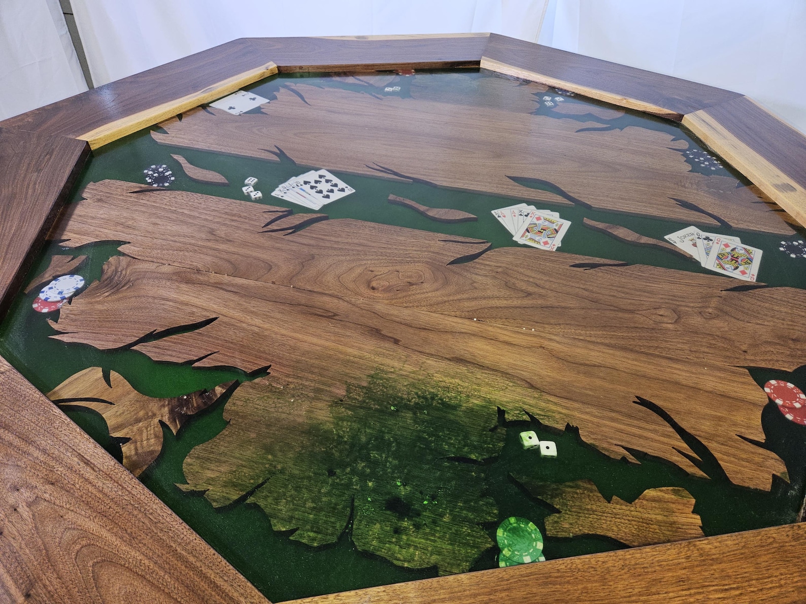 Poker Table Walnut Octagon Epoxy Resin River - Etsy