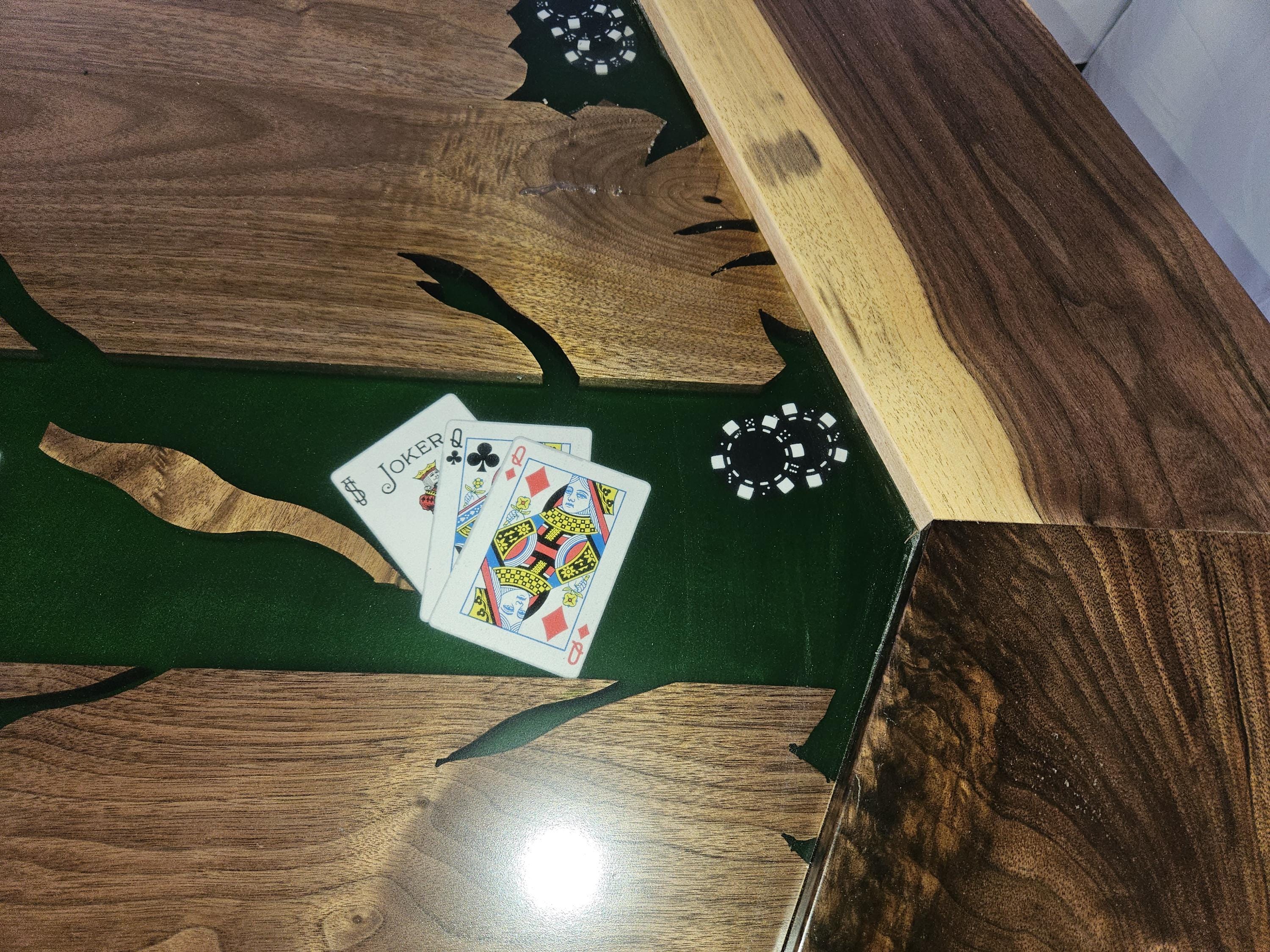 Poker Table Walnut Octagon Epoxy Resin River - Etsy
