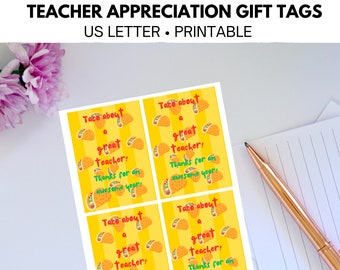 Printable Thank You Amazing Teacher Appreciation Gift Tags for Great ...