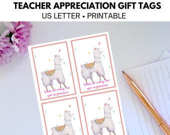 EDITABLE Teacher Appreciation Gift Tags Printable, Blue Thank You Tag ...