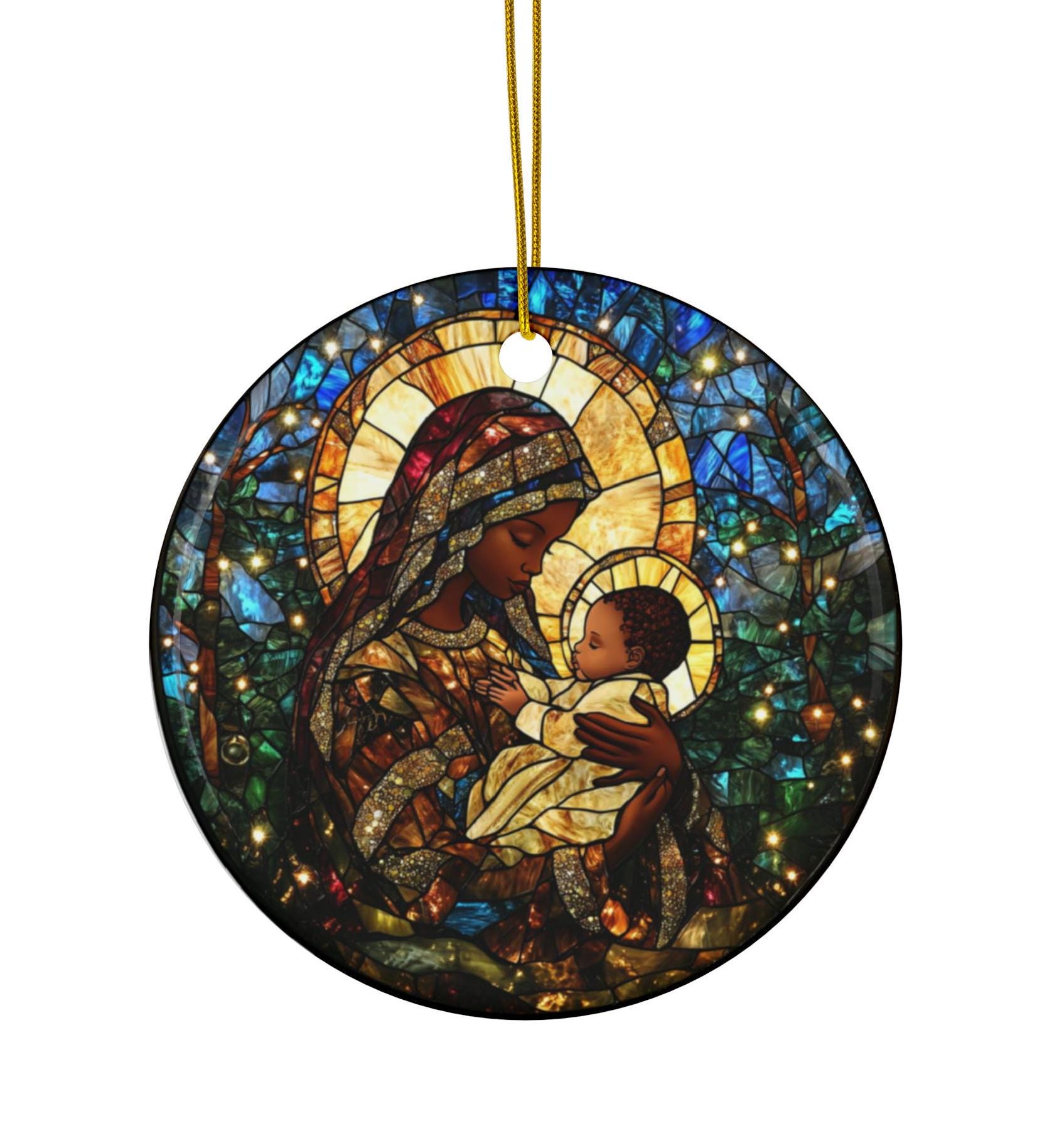 Faux Stained Glass Ceramic Ornament. African American Home Decore ...