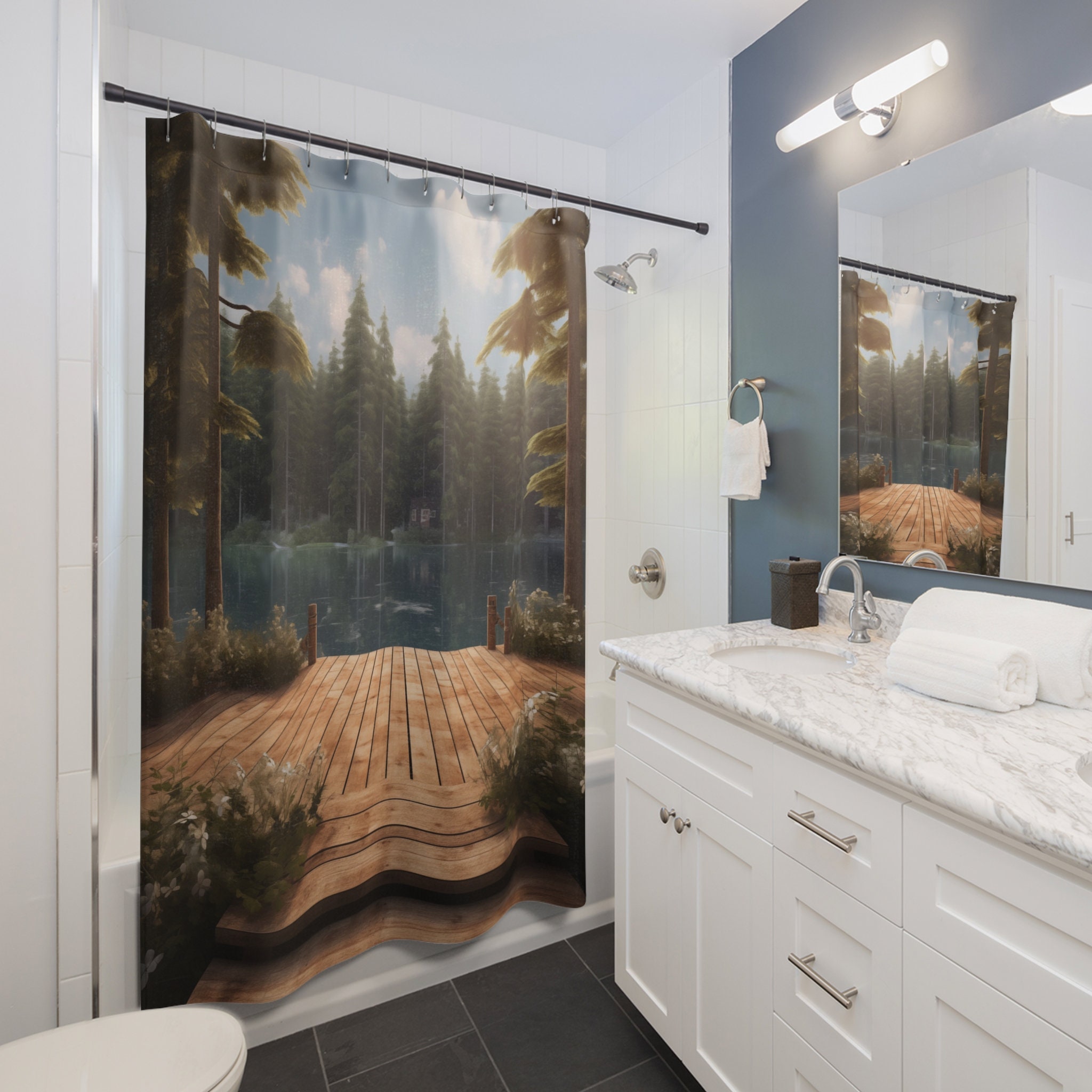 Discover Serene Beauty With Exquisite Lakeside Tranquility Shower ...