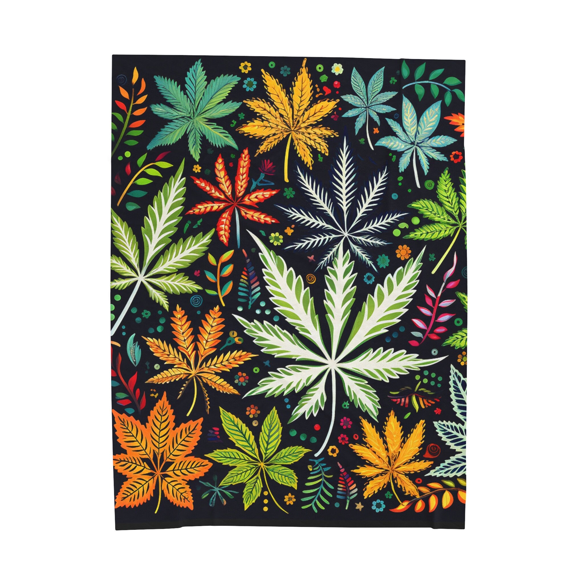 Psychedelic Bliss Plush Velveteen Blanket Cozy Cannabis Elegance for ...
