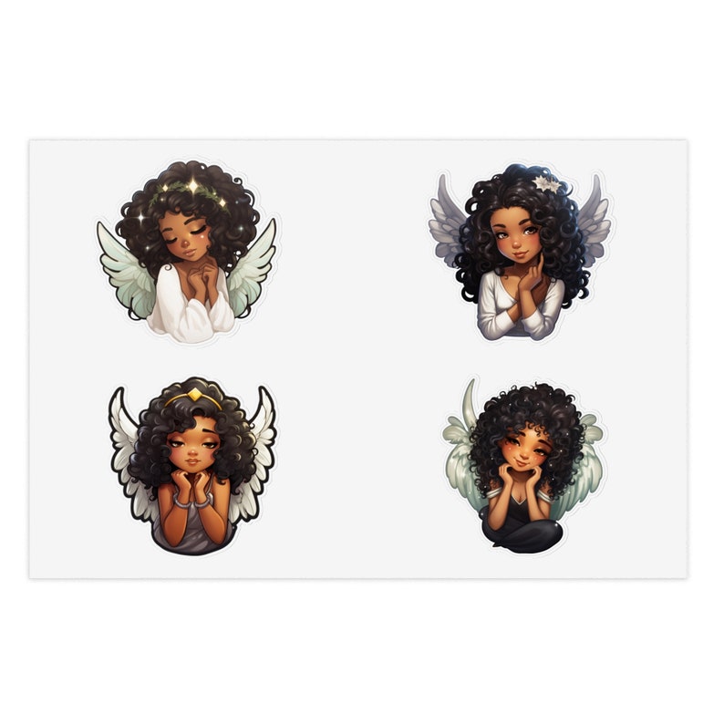 African American Angel Emoji Sticker Sheet. Cute Angel Stickers. Bible ...