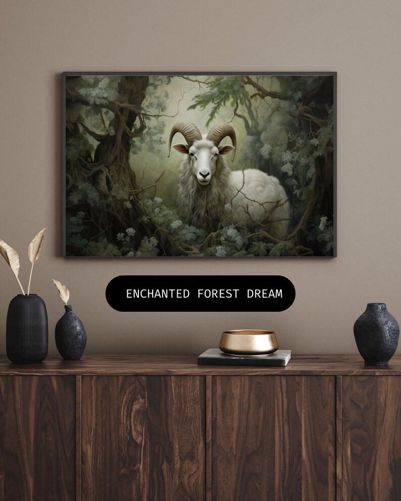 Sheep Wall Decor. Enchanted Forest Dream: Ethereal Sheep in Realistic ...