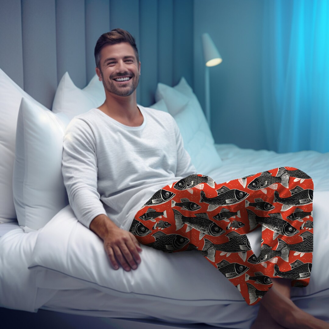 Men's Pajama Pants Featuring Captivating Fis H Patterns. Fish Pattern ...