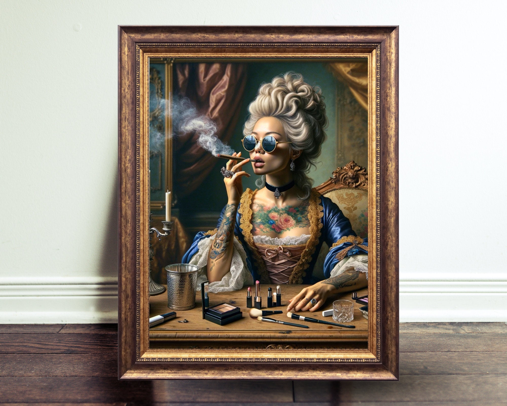 French Rococo Tattoo Altered Art Print Trendy Printable Wall Art ...