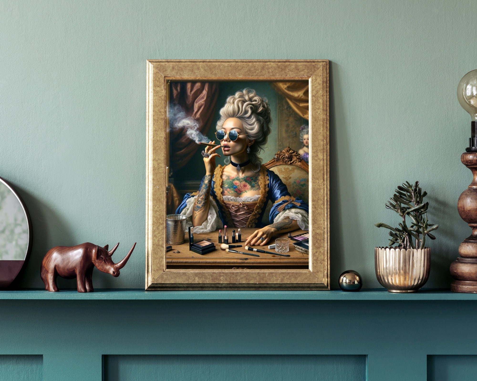 French Rococo Tattoo Altered Art Print Trendy Printable Wall Art ...