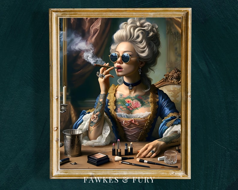 French Rococo Tattoo Altered Art Print Trendy Printable Wall Art ...