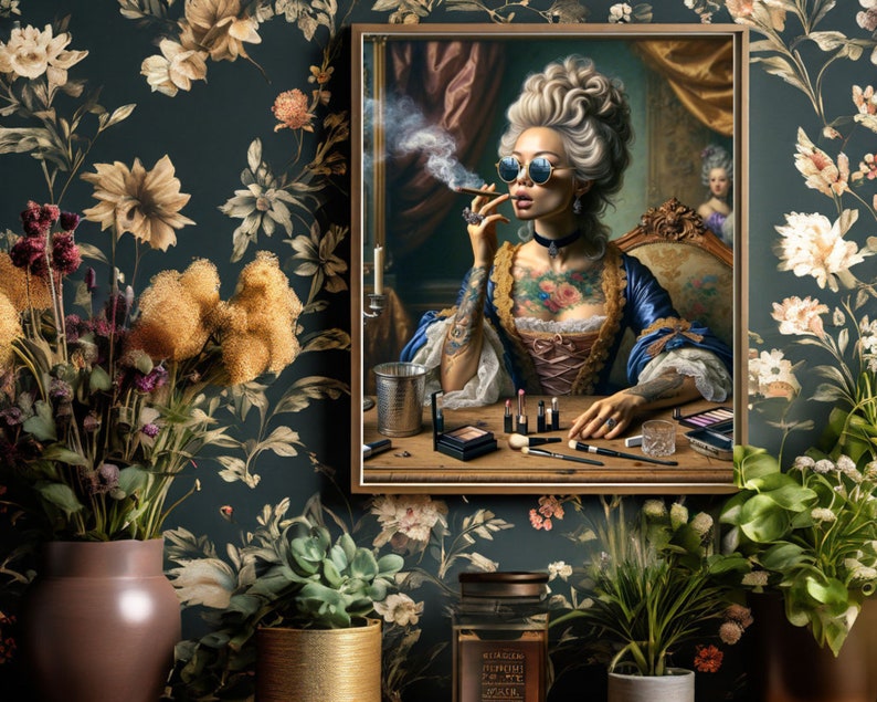 French Rococo Tattoo Altered Art Print Trendy Printable Wall Art ...