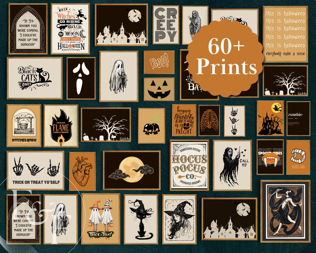 Retro Halloween Decor | 60 Halloween Art Prints, Halloween Decoration ...