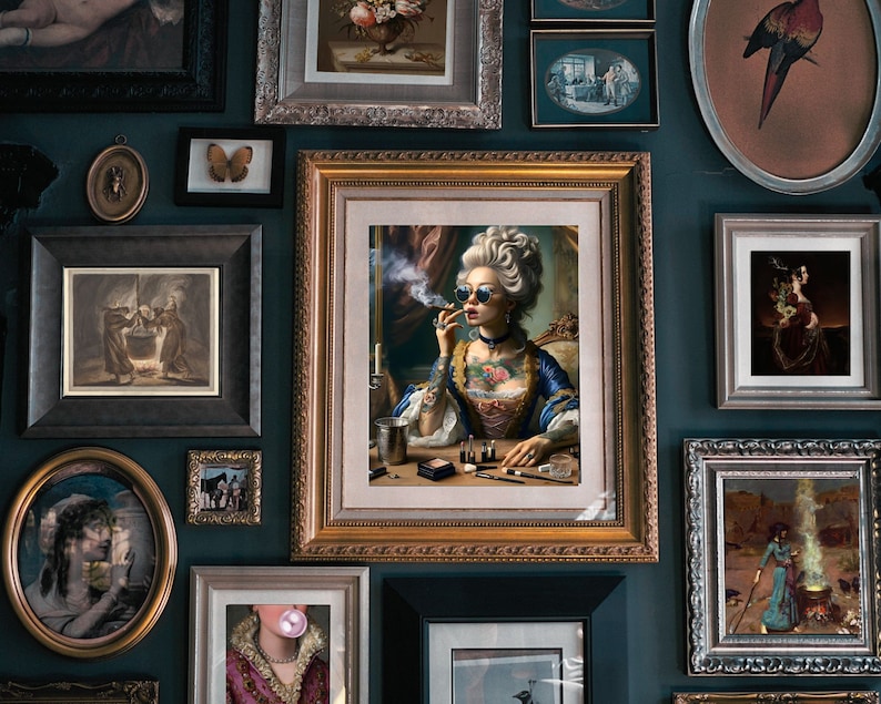 French Rococo Tattoo Altered Art Print Trendy Printable Wall Art ...