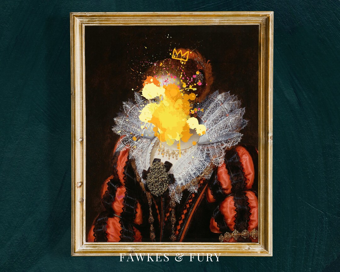 Royal Graffiti Portrait Print: Splatter Art, Maximalist Decor (digital ...