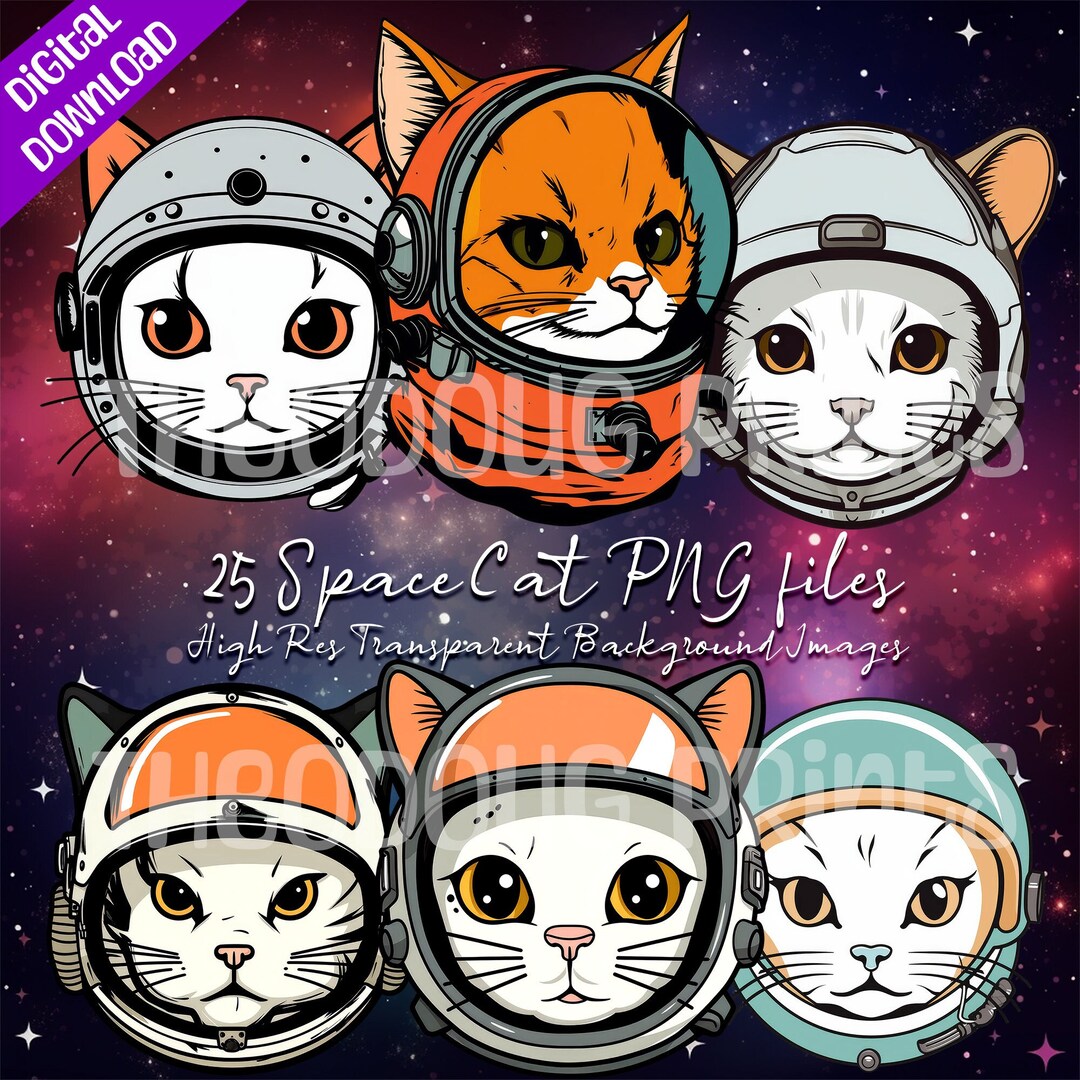 Space Cat Clip Art Astronaut Clipart Outer Space Clipart Animal Decals ...