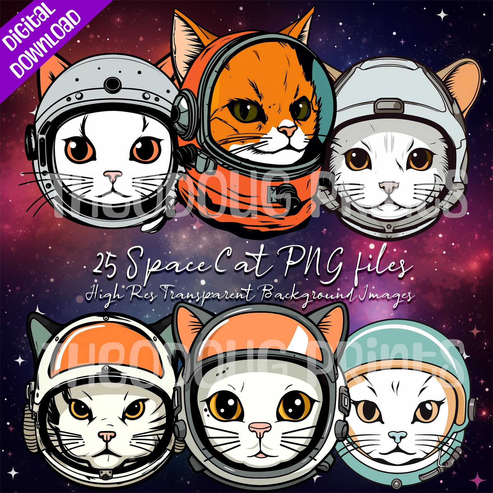 Space Cat Clip Art Astronaut Clipart Outer Space Clipart Animal Decals ...