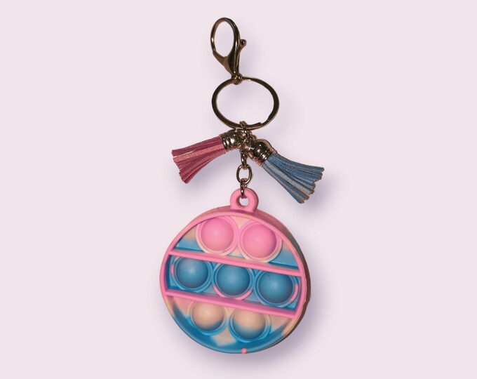 Pop Bubble Fidget Keychain: Round Stress Relief Toy With Tassels - Etsy