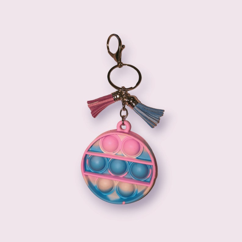 Pop Bubble Fidget Keychain: Round Stress Relief Toy With Tassels - Etsy