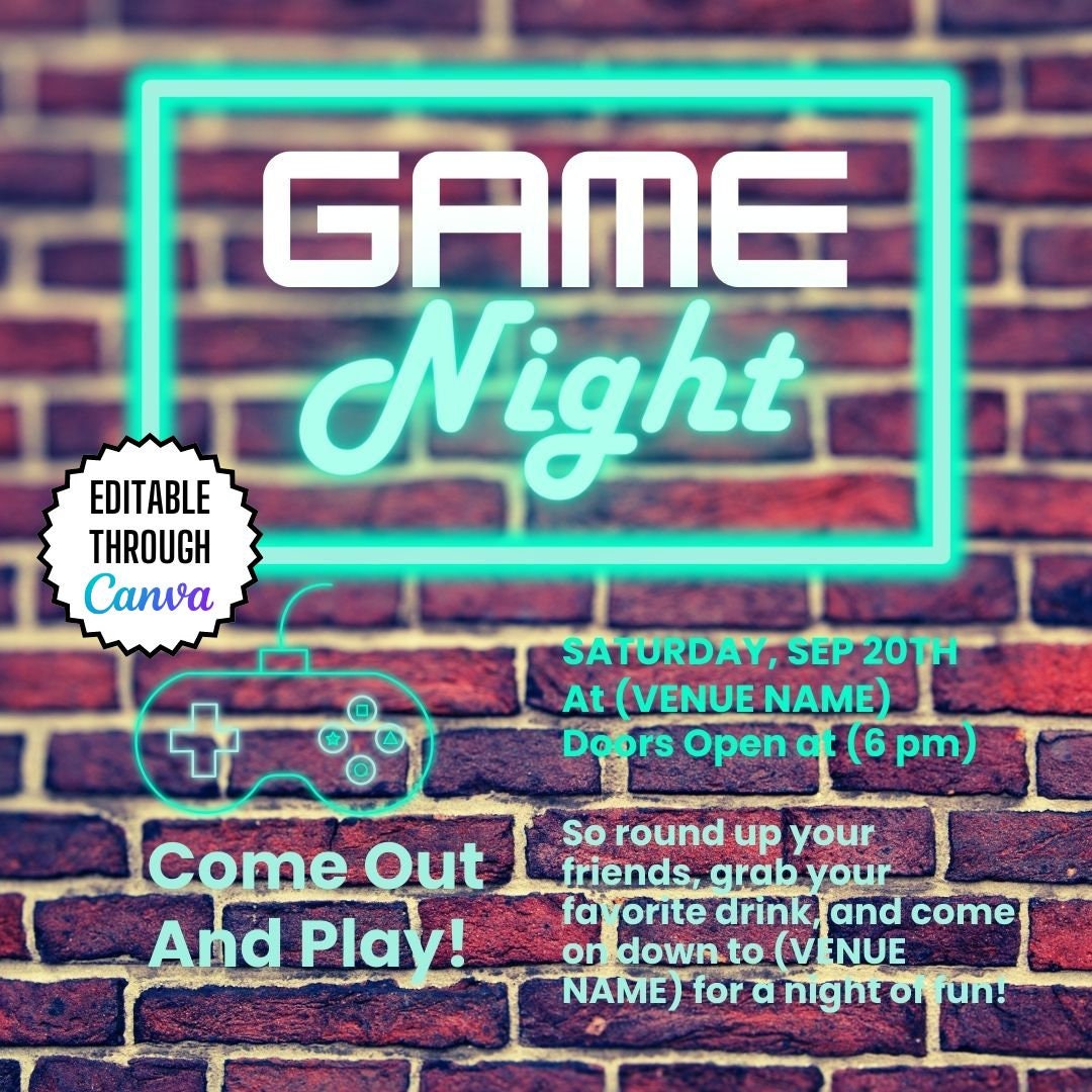 Game Night Flyer Template A - Etsy