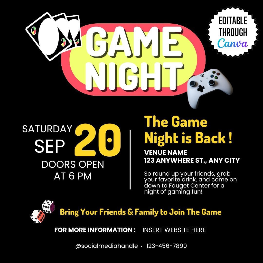 Game Night Flyer Template B - Etsy
