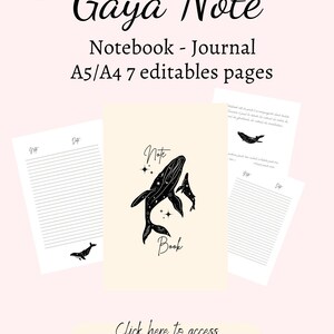 Notebook Whale - 7 Editable Pages - Journal - Etsy