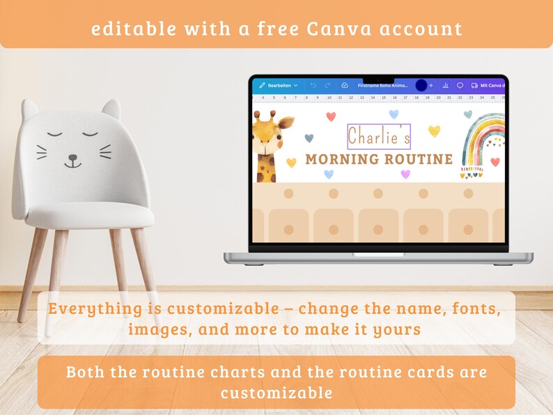 Editable Boho Animal Daily Routine Chart for Children | Morning ...
