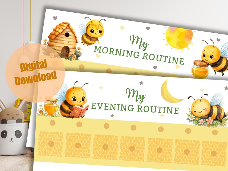 Editable Bee Daily Routine Chart for Toddler | Morning & Evening Chore ...