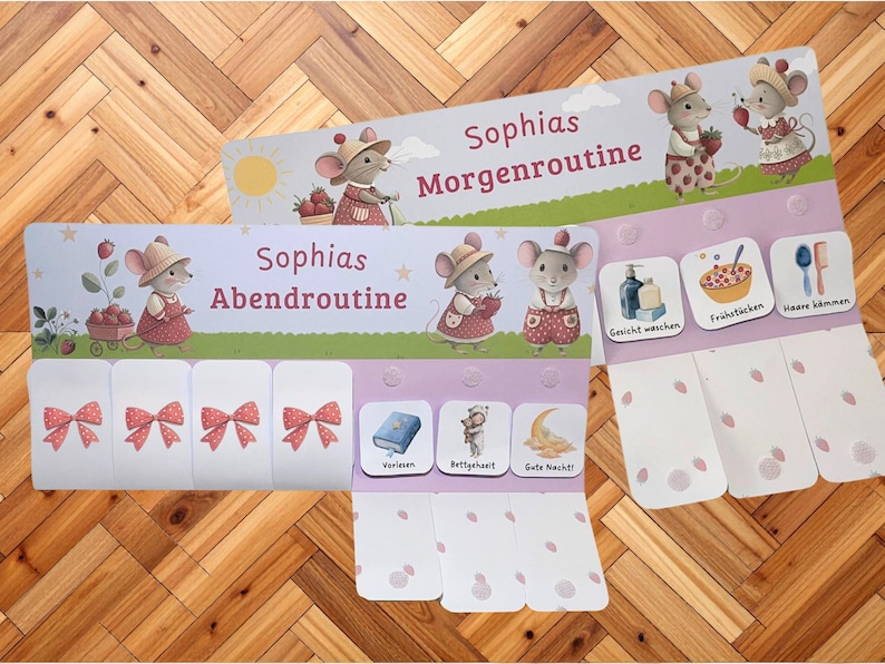 Editable Strawberry Mouse Daily Routine Chart for Toddler | Morning ...