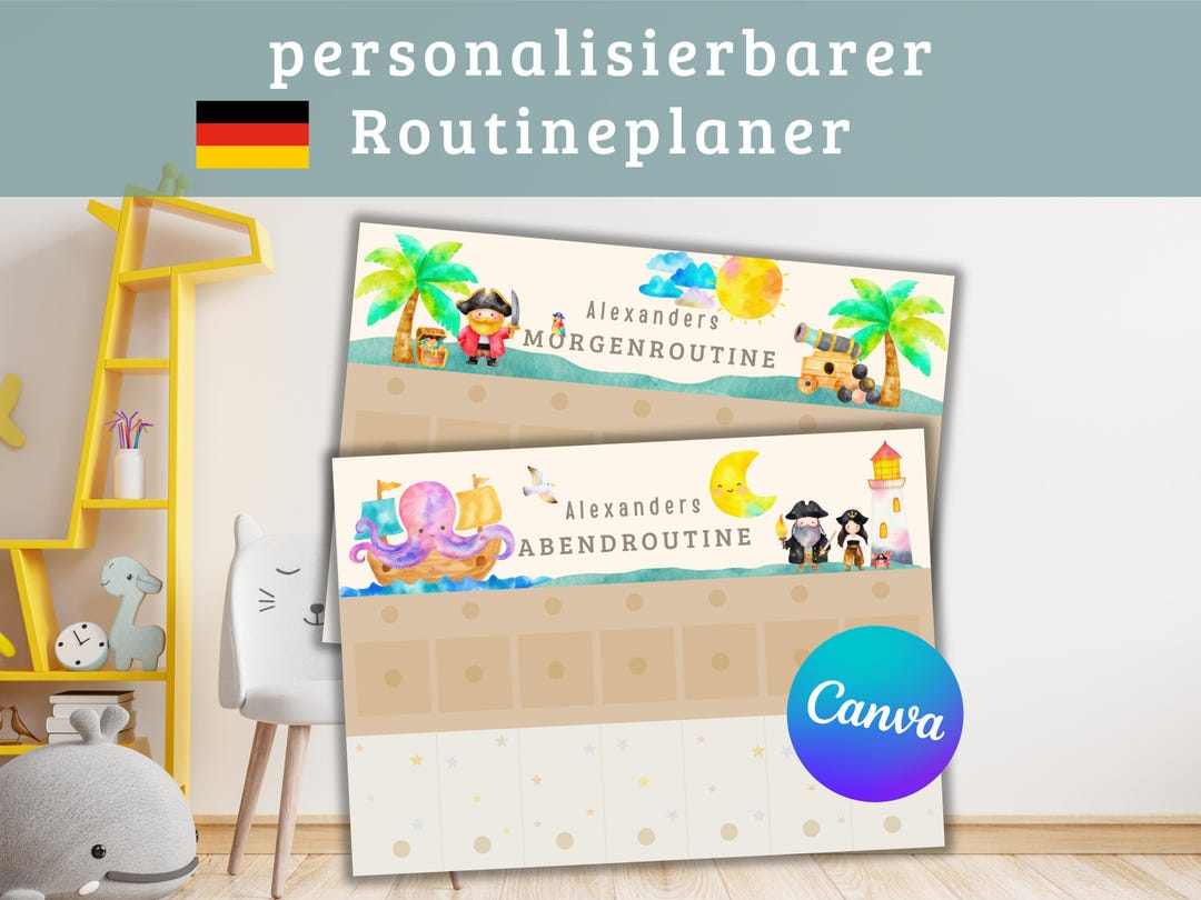 Editable Pirate Daily Routine Chart for Toddler | Morning & Evening ...